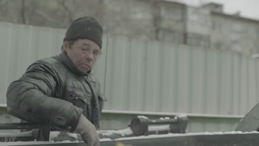 Poor Homeless Man Looking For Food In The Garbage Stock Footage Video ...