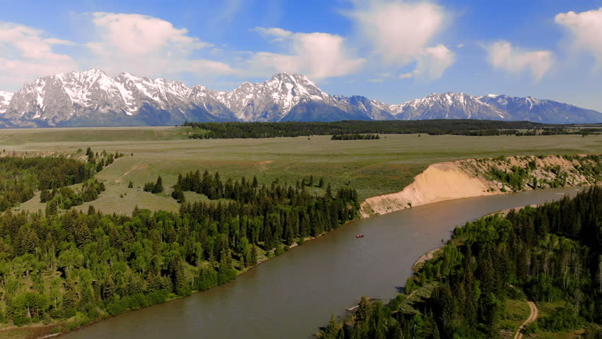 Scenic river landscape at Yellowstone National Park, Wyoming image ...