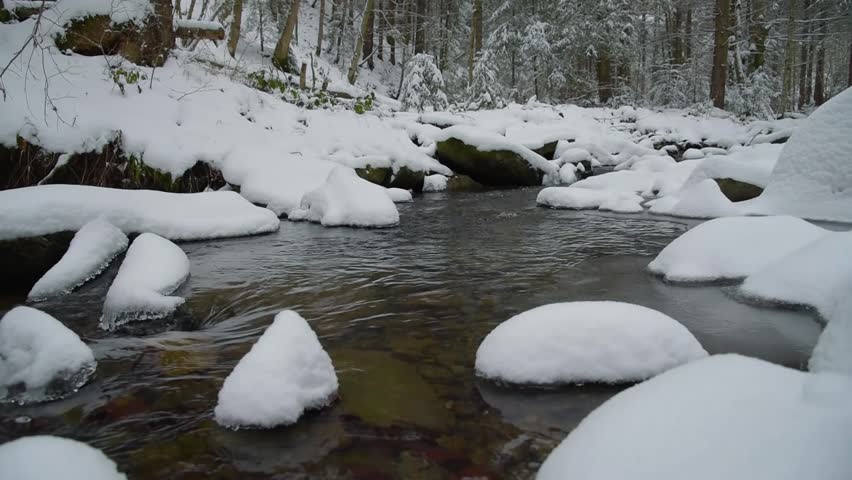 Winter Mountain Stream. Forest Stream. Stock Footage Video (100% Royalty-free) 1021476277 ...