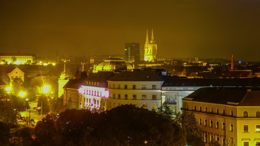 Towers at night in Zagreb, Croatia image - Free stock photo - Public ...