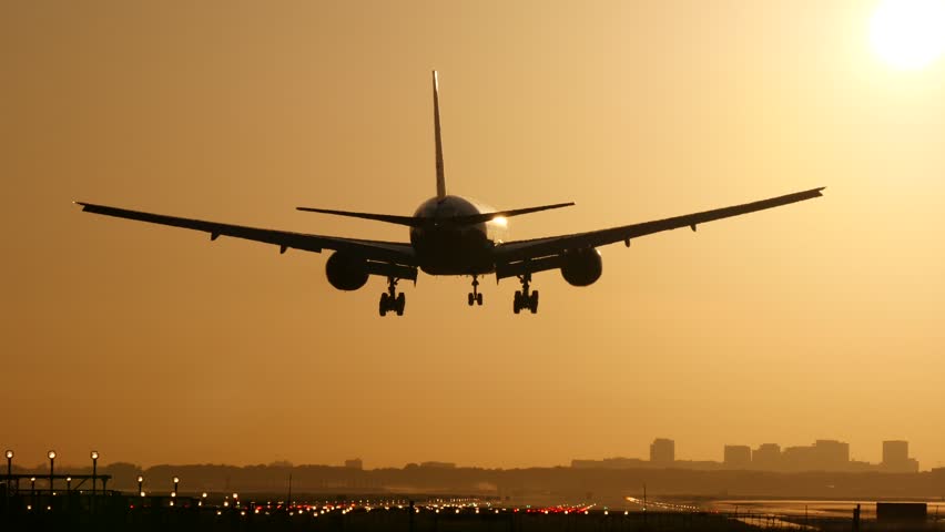 4k Airplane Landing at Dusk Stock Footage Video (100% Royalty-free ...