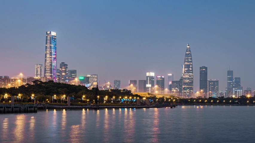 Shenzhen Bay View at night with lights image - Free stock photo ...