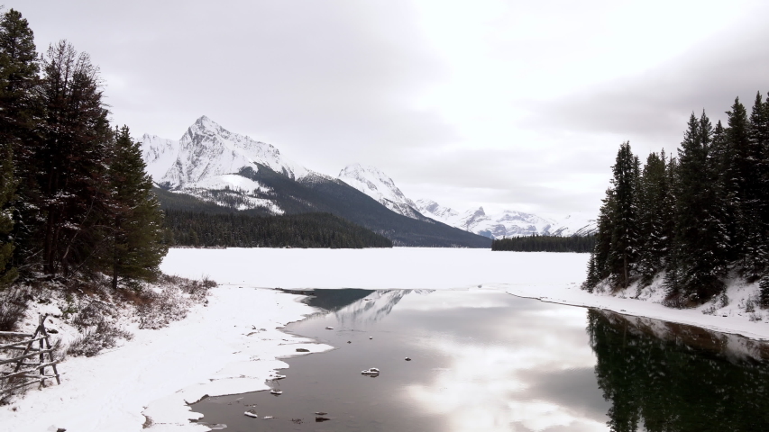 Jasper Mountain Peak with snow in Jasper National Park, Alberta, Canada ...