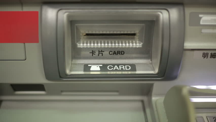 Inserting ATM Card In Slot -shot From Front Stock Footage Video ...