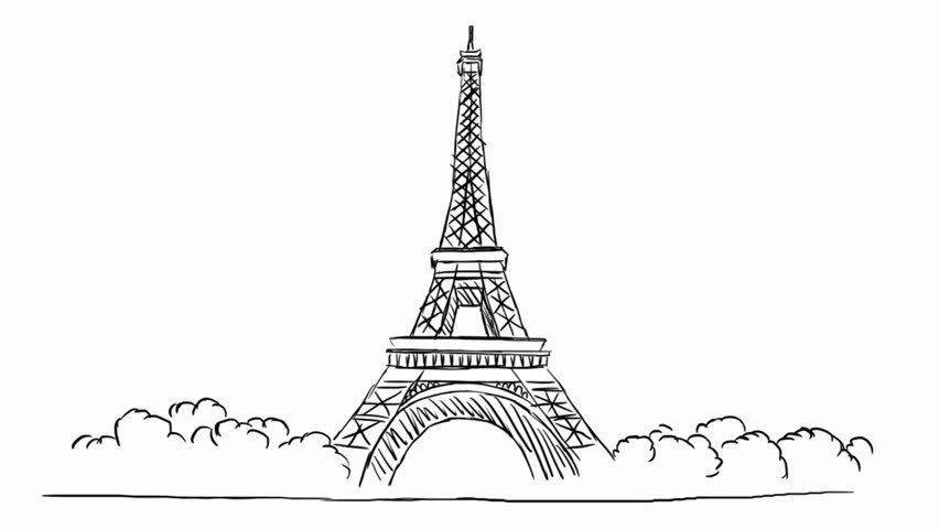 2d Animation Of Hand Drawn Eiffel Tower Stock Footage Video 32072407 ...