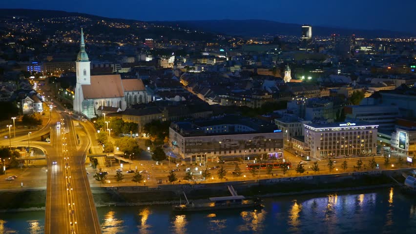 Stock video of bratislava, slovakia. night view of old | 11129207 ...