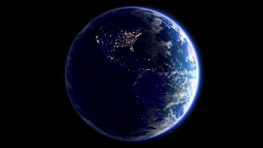Seamless Loop Earth Animation 18. Alpha Matte. Night View. Natural ...