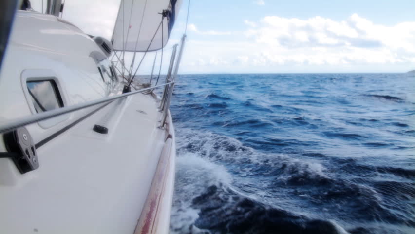 Sailing Ship With Wave Splashing On The Deck Stock Footage Video 566818 ...