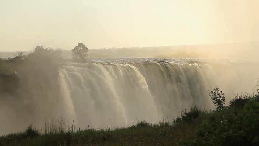 Victoria Falls at Sunset Stock Footage Video (100% Royalty-free ...