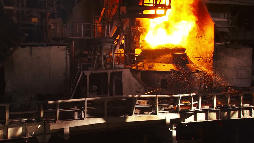 Loading Additives Into Container With Liquid Metal In Open Hearth ...