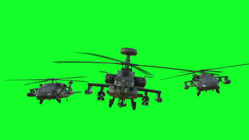 Boeing AH-64 Apache Helicopter After Landing Green Screen Video Footage ...