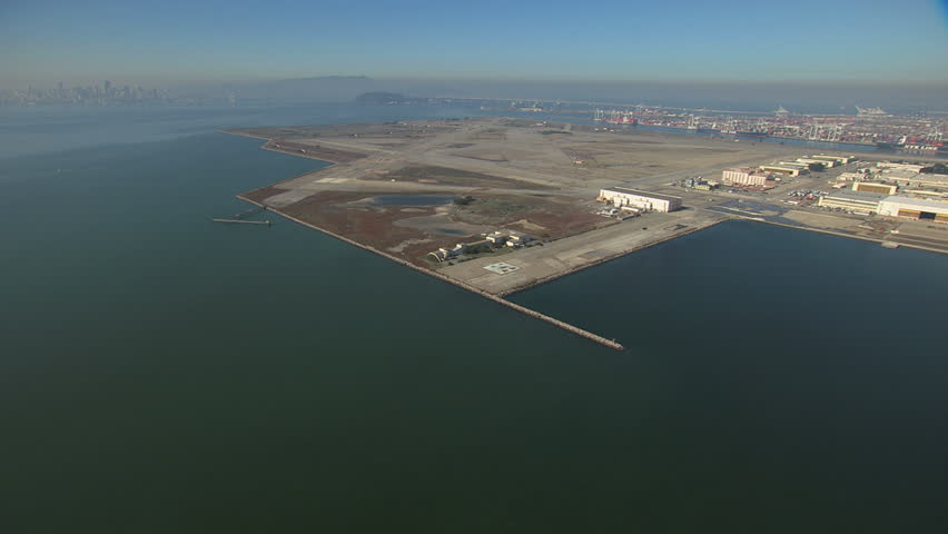 Stock Video Clip of Aerial Alameda Naval Air Station coastal airport ...