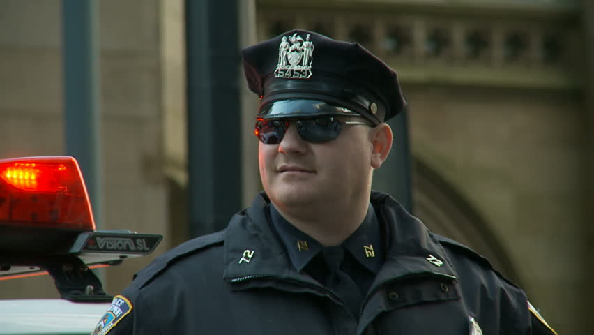 Smiling NYC Cop Slow Motion. New York, USA. 2010 Stock Footage Video ...