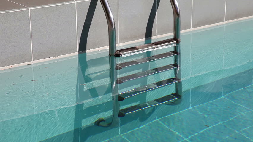 Person Walk In To Pool Close Up. Underwater View Of Person Legs Walking ...