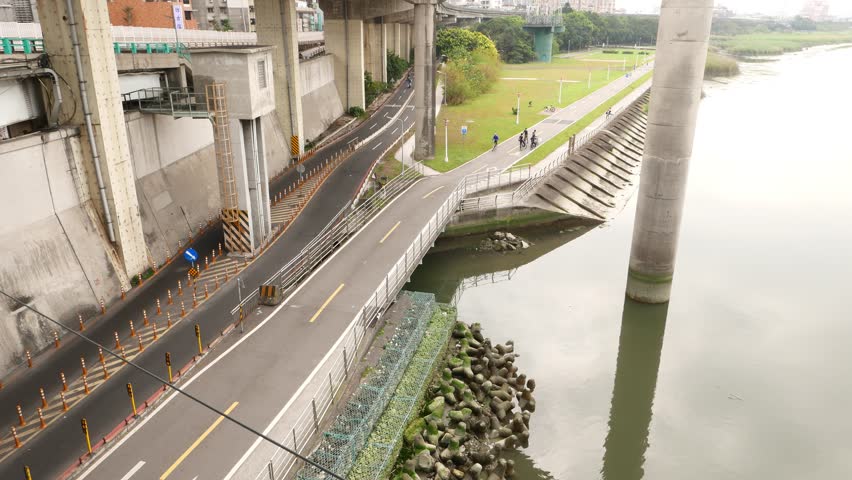 TAIPEI, TAIWAN - FEBRUARY 12, 2015: Tamsui Riverside Park Near Flood ...