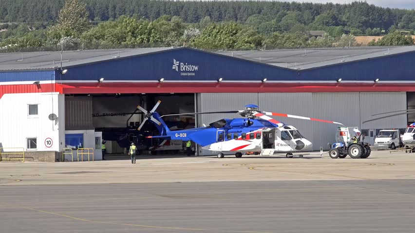 ABERDEEN / SCOTLAND - DECEMBER 11 2015 : Helicopter Landing At The ...