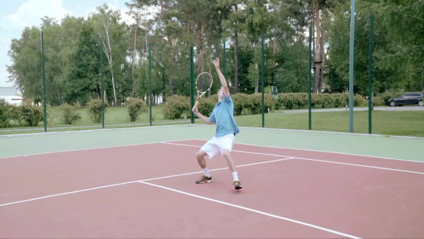 Overhead Shot. Serve With Professional Tennis Player. Top View From The ...