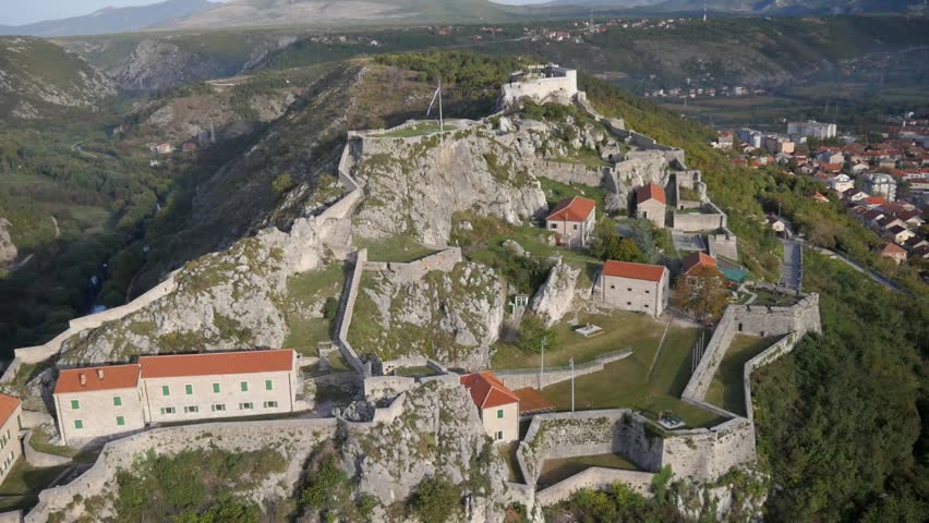 Stock Video Clip of Aerial view of fortress in Croatian city | Shutterstock