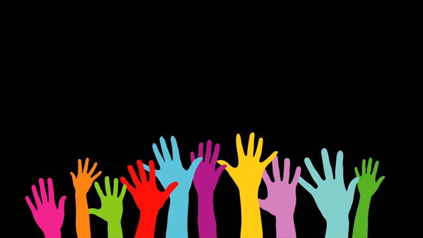 Hands From A Crowd In Different Colorful Colors (Full HD) Stock Footage ...