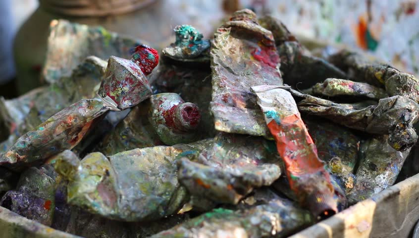 Stock video of dirty oil-paint tubes. artists old oil-paint | 14409037 ...