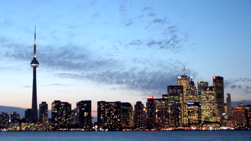 Stock Video Clip of The lights of the Toronto skyline glow | Shutterstock