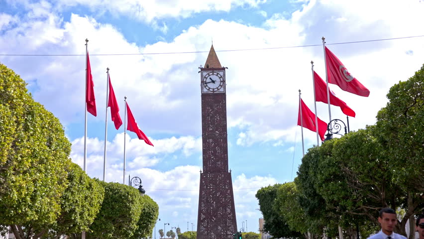 Clock Tower in Tunis. Wide Stock Footage Video (100% Royalty-free ...