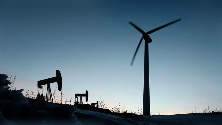 Oil Pump And Windmill Energy Animation Stock Footage. An Animation Of ...
