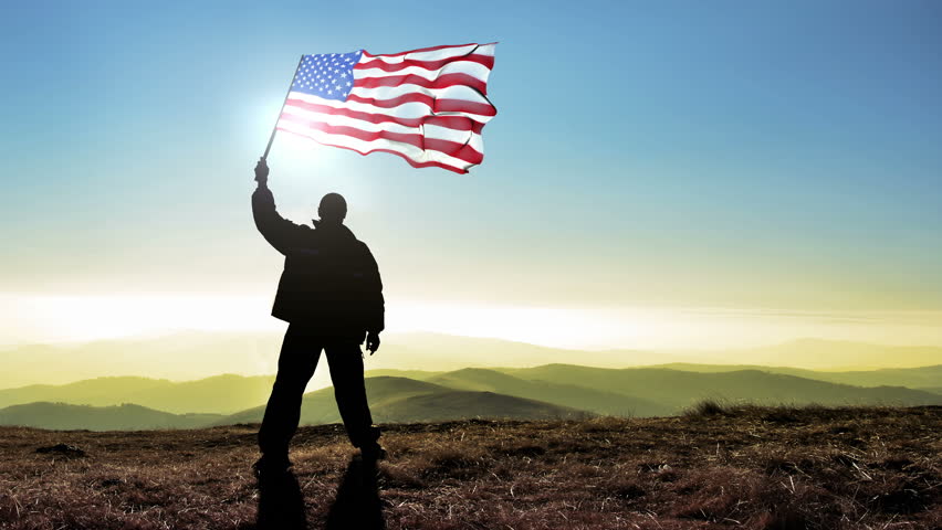Waving Flag Usa With Silhouette NYC Stock Footage Video 3567323 ...