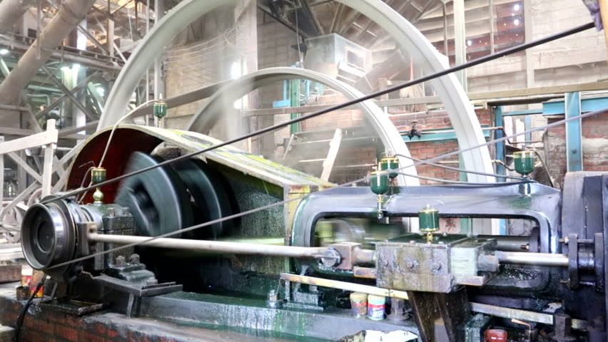 Old Machine Working By Water Steam Engine In Agricultural Factory Stock ...