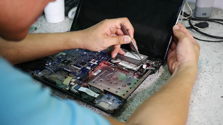 Man Checking Notebook Repair Damaged Stock Footage Video (100% Royalty ...