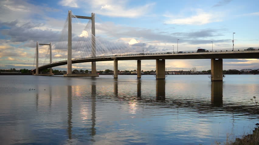 Cable Bridge spanning the Columbia River in Kennewick, Washington image ...