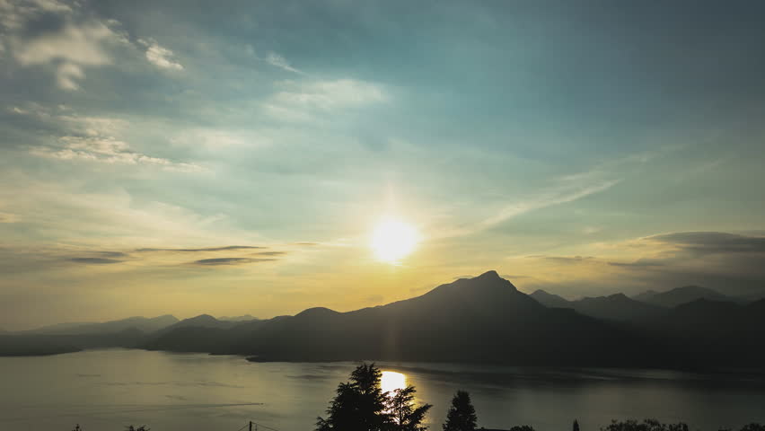 4K Timelapse. Sunset On The Background Volcano Gunung Agung. 15 July ...