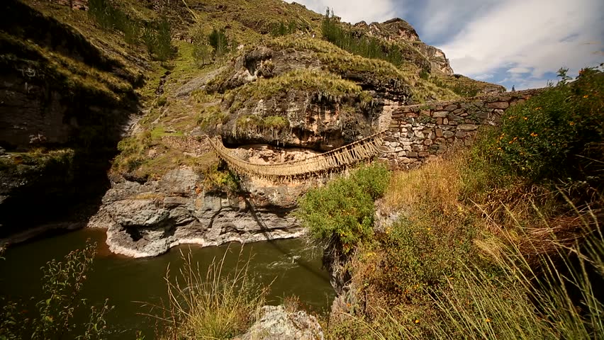 Video Clip Of The Inka Grass Bridge Q'Eswachaka Over The River Apurimac ...