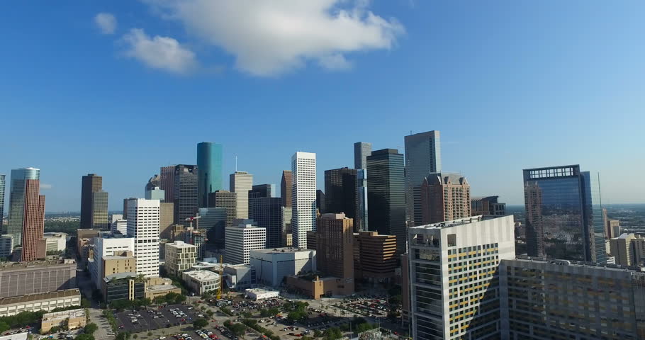 Aerial View Of The East Side Of Downtown Houston Next To The Toyota ...