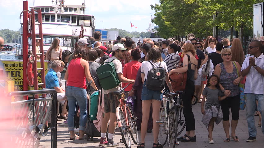 Toronto, Ontario, Canada - June 2015 Diverse Crowds Of Tourists In ...