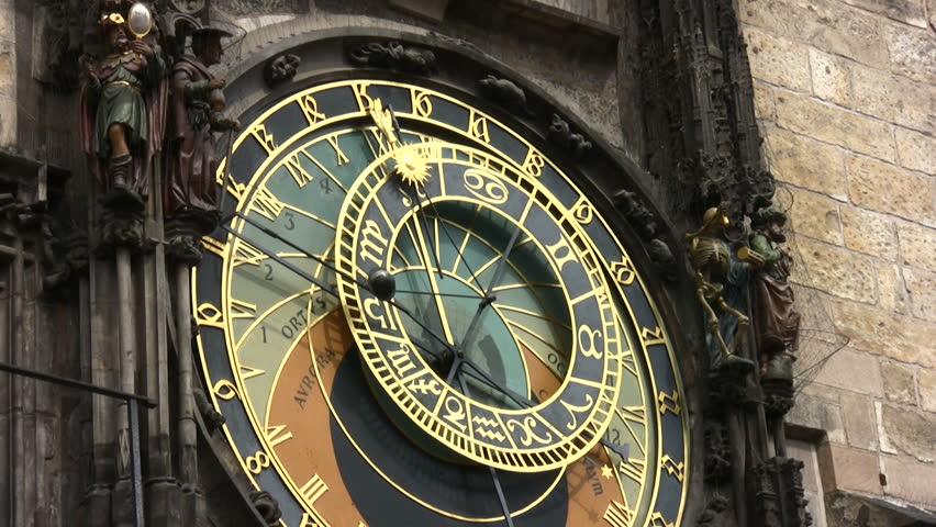 Stock video of astronomical clock. hourly show of figures | 1788407 ...