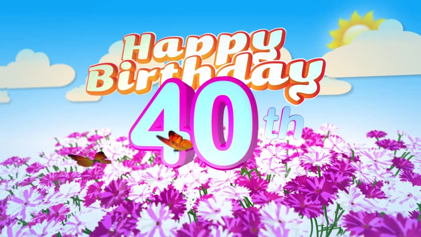 Happy 40th Birthday Title Seamless Looping Animation For Presentation ...