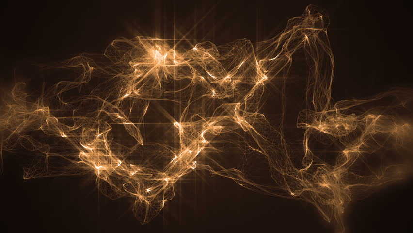 Space Gold With Particles And Waves.Universe Gold Dust With Stars On ...