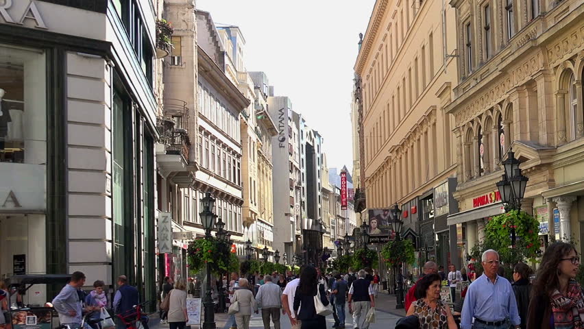 Stock Video Clip of BUDAPEST, HUNGARY - AUTUMN 2015: Vaci utca ...