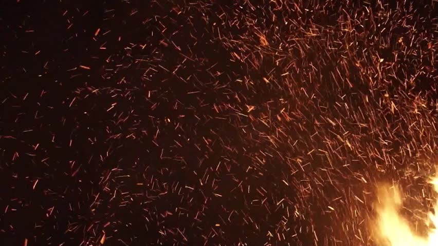 The Sparks Fly Out Of Fire. Isolated On Black Background. Stock Footage ...