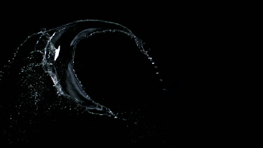 Slow-motion Splash Water Against Black Drop Shooting With High Speed ...