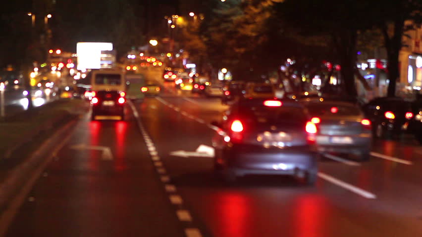 Traffic Driving On A City Street At Night Time Lapse Stock Footage ...