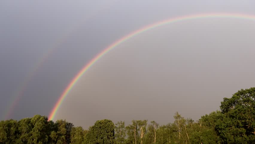 Footage of double rainbow meteorological phenomenon that 스톡 비디오 클립 ...