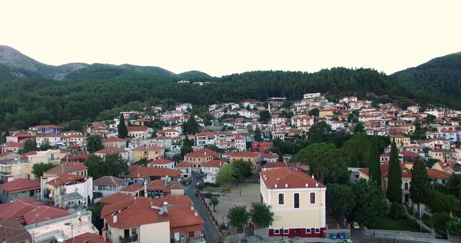 With Drone Flight Above The Old Town Of Xanthi In Northern Greece Stock ...
