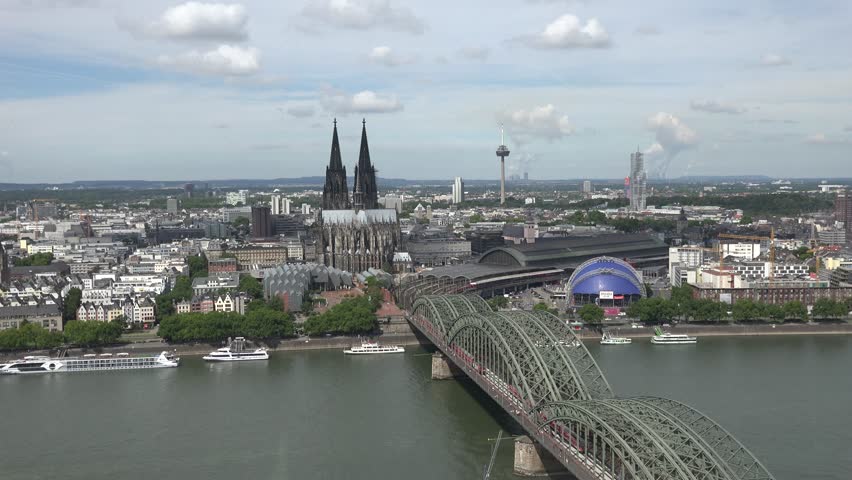 GERMANY ,Koln : Aerial View Of The Cathedral (Dom) And River Rhine ...
