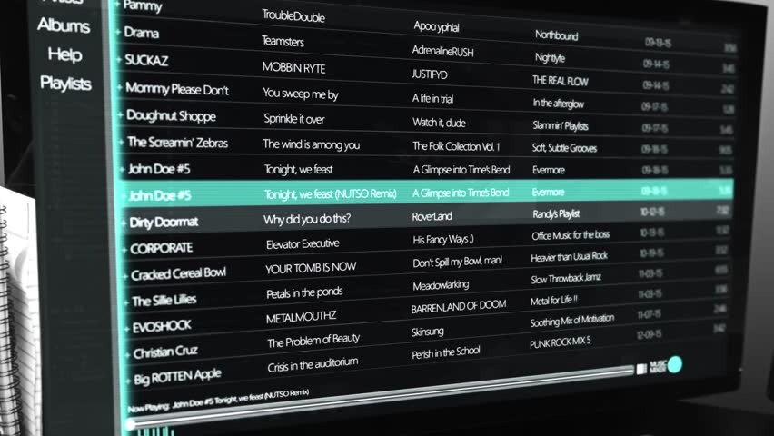 Generic Music Player Interface Scrolling Stock Footage