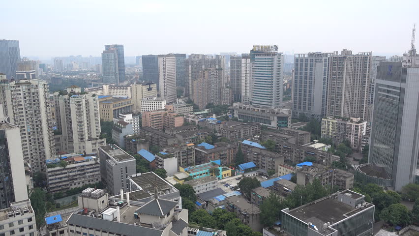 CHENGDU, CHINA - JUNE 2016: View Of The Business District, Commercial ...