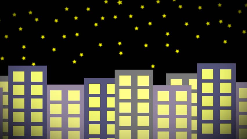 Skyline Of A City With Skycrapers. Animation Presents Transition From ...