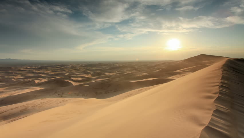 Time Lapse Of A Beautiful Desert Landscape. Gobi Desert. Mongolia ...