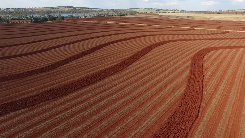 Aerial Views Of Dry Land Farming And Cropping In Australia, Featuring ...